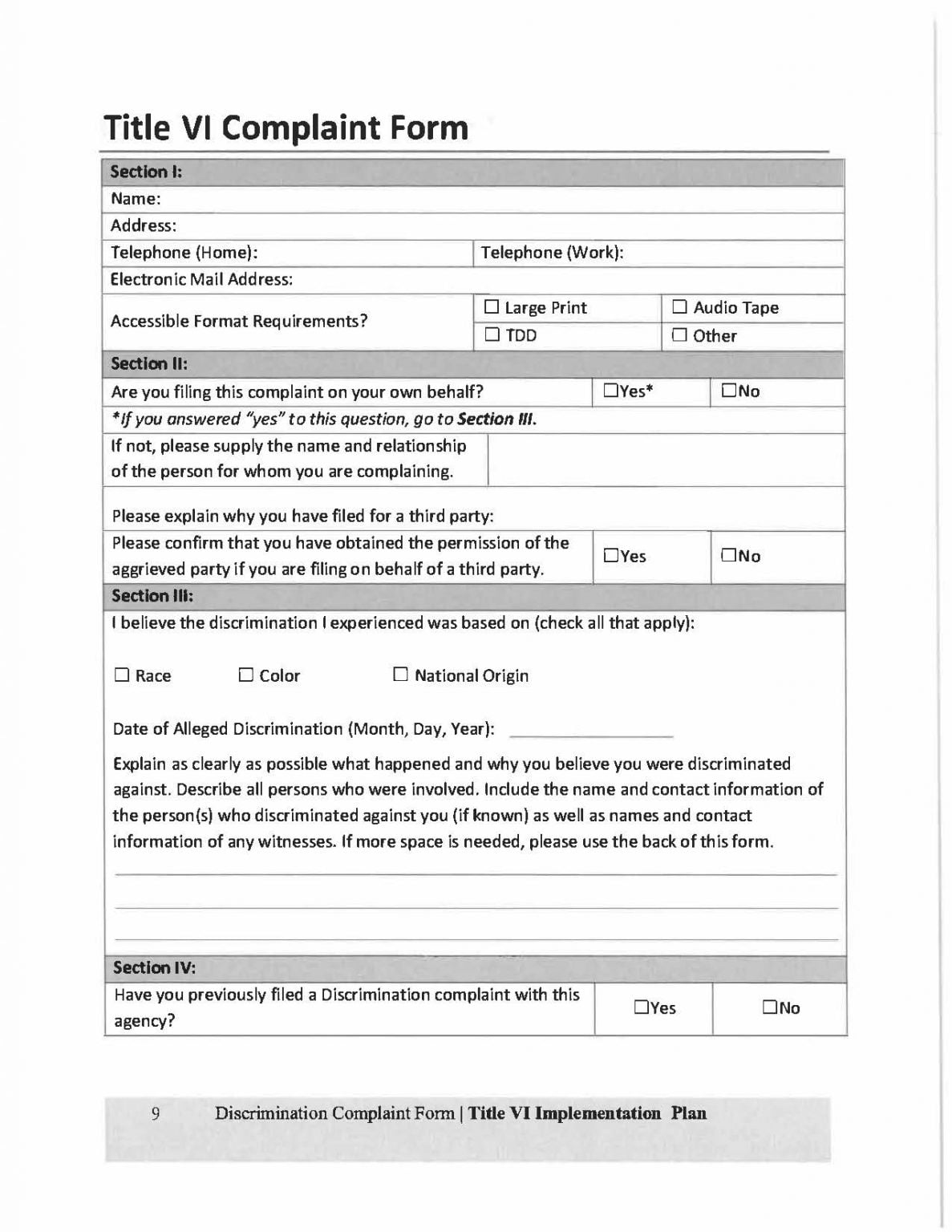 Title VI Program Plan - The Opportunity Tree